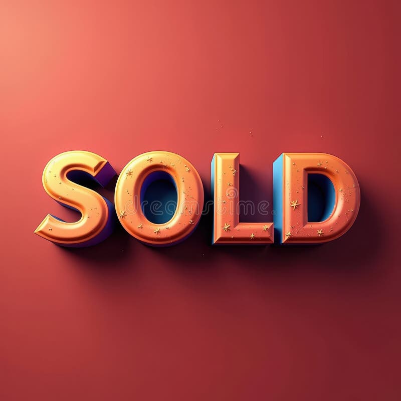 Bold 3D SOLD Text on a Vibrant Red Background. Stock Illustration ...