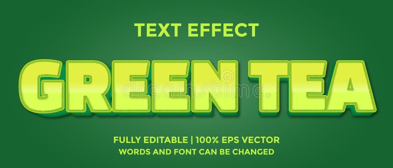 Green Tea Editable Text Effect in Bold 3D Style Stock Vector ...