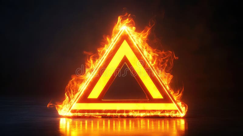 Bold 3D Triangle Warning Sign with Glossy Yellow Surface Stock ...