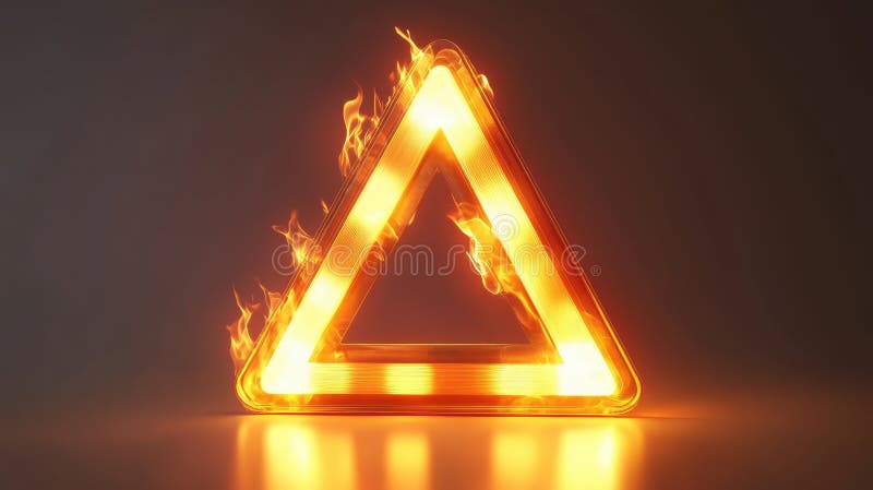Bold 3D Triangle Warning Sign with Glossy Yellow Surface Stock ...