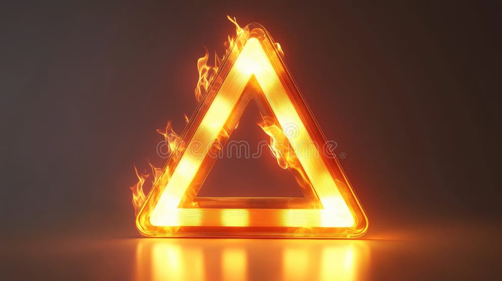 Bold 3D Triangle Warning Sign with Glossy Yellow Surface Stock ...