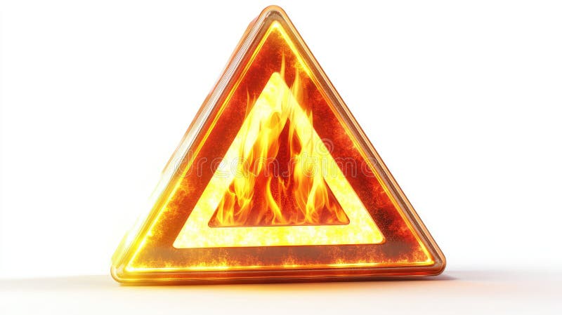 Bold 3D Triangle Warning Sign with Glossy Yellow Surface Stock ...