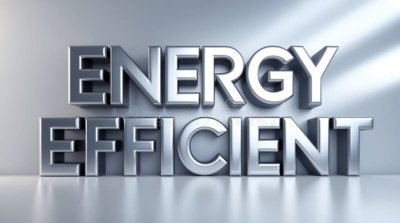 Bold 3D Typography Showcasing Energy Efficient Concept on a Gray ...