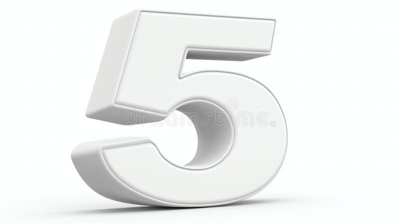 Bold 3D White Number Five Standing Out Stock Illustration ...