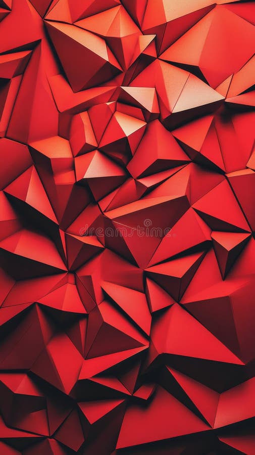 The Bold Design Features a Dynamic Arrangement of Red Geometric Shapes ...