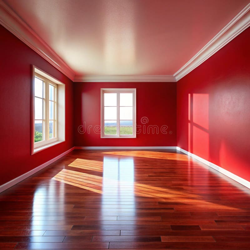 The Floor and Walls of the Room are Red As the Background Stock ...