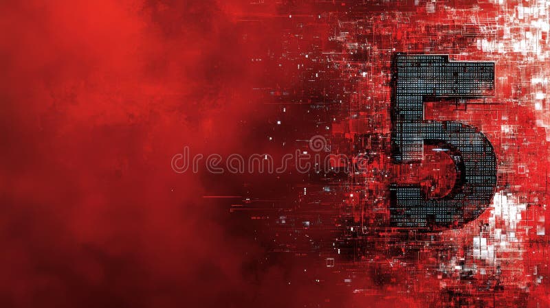 Bold Digital Design Featuring the Number Five on a Vibrant Red ...