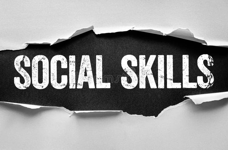 Bold Distressed Text SOCIAL SKILLS Revealed through Torn Paper ...