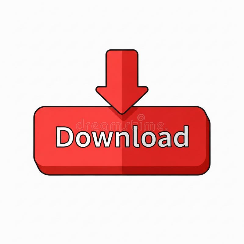 Bold Download Button – Red Arrow Web Icon Design Stock Illustration ...