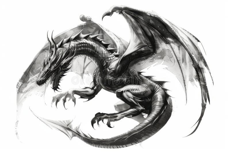 Bold Dragon Emblem Against a Transparent White Backdrop Stock ...