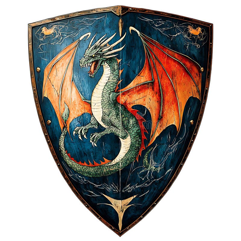 Bold Dragon Emblem on Shield for Fantasy Theme Stock Illustration ...