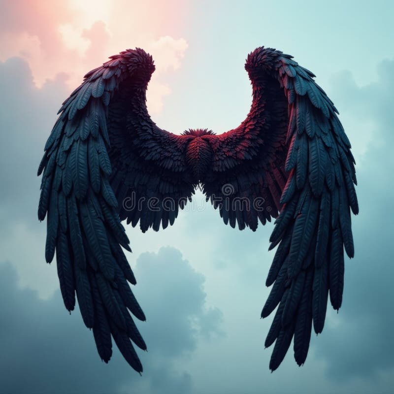 Bold, Dramatic Angel Wings, Dark, Moody Tones, Mystical, Gothic Stock ...