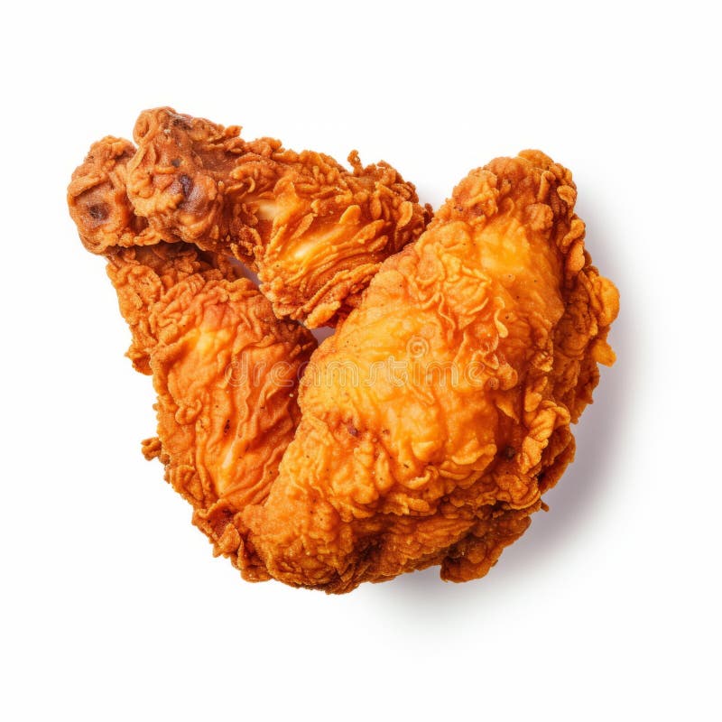 Bold and Dramatic Fried Chicken High-angle Close-up on White Background ...