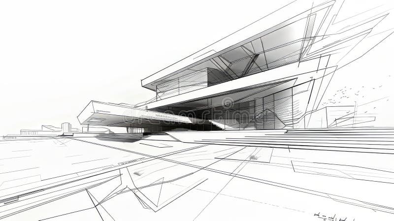 Bold and Dramatic Outlines of Modern Architecture Stock Illustration ...