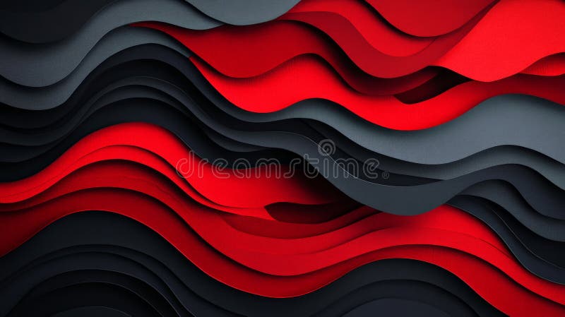 A Bold, Dramatic Paper Cut Wave Background in Deep Red, Black, and ...