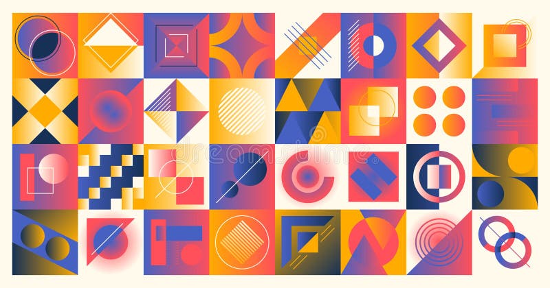 Bold and Dynamic Bauhaus Pattern with a Gradient Effect, Showcasing the ...
