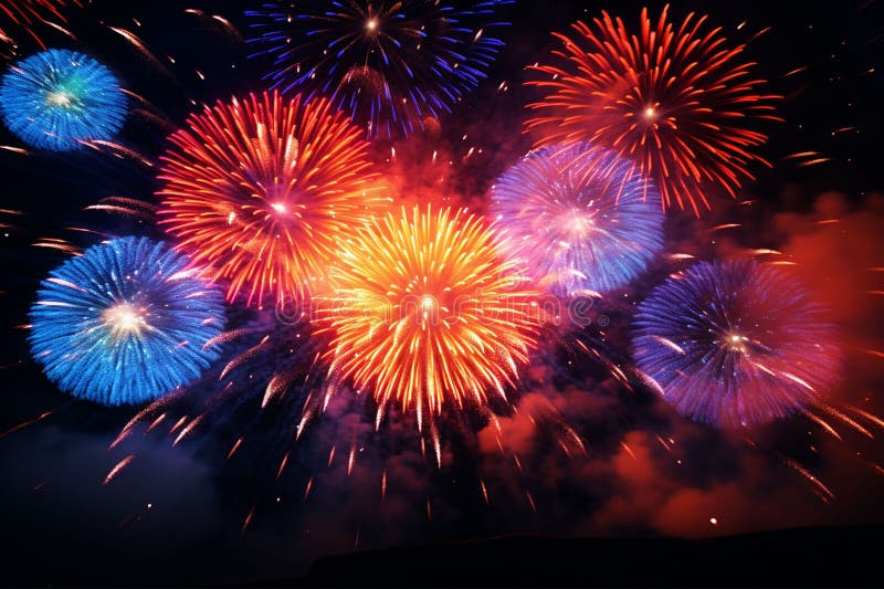 Bold and Dynamic Fireworks Display with Sharp Stock Illustration ...