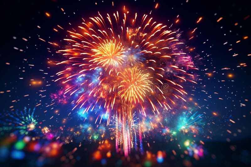 Bold and Dynamic Fireworks Display with Sharp Stock Illustration ...