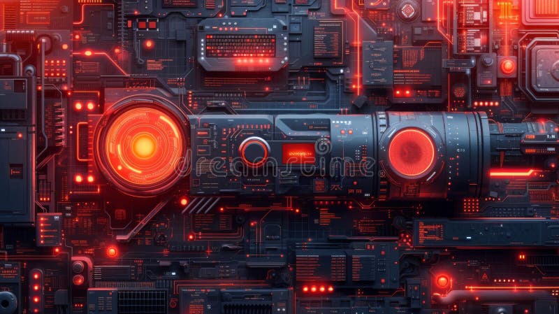 A Bold and Dynamic Graphic Featuring a Large Technological Device ...