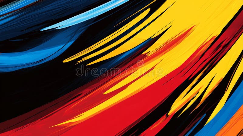 Bold, Dynamic Lines in Bright Yellow, Red, and Blue Sweeping Across a ...