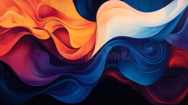 A Bold Dynamic Wave Composition with Deep Navy Blue, Rich Crimson, and ...