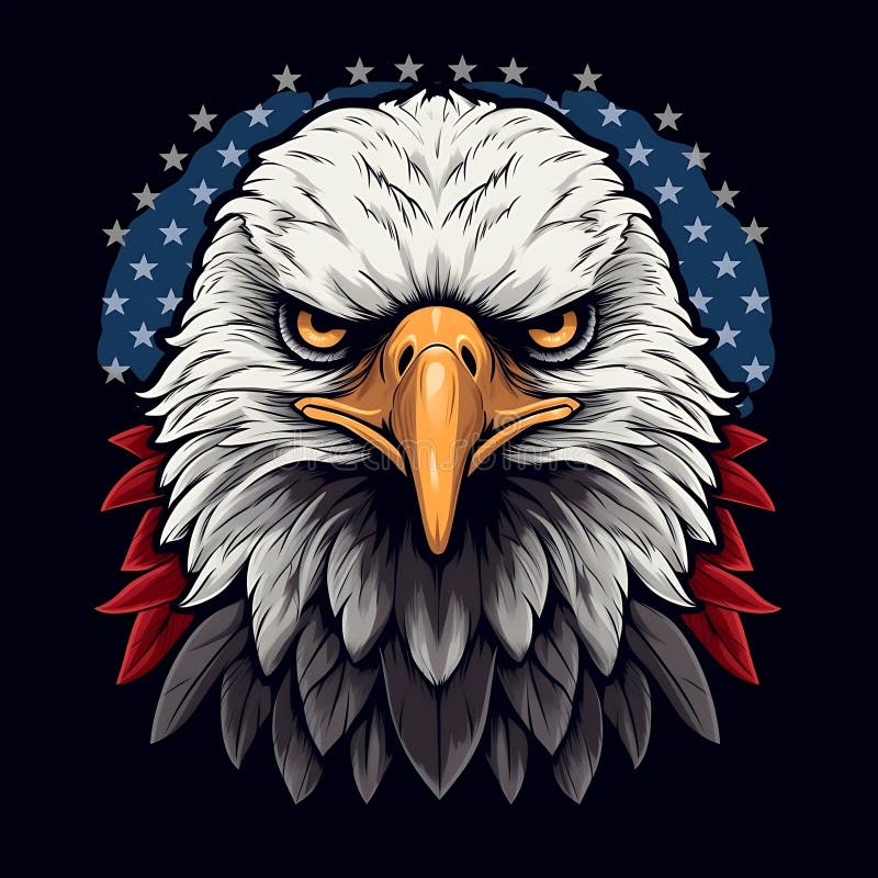Bold Eagle Illustration with Patriotic Colors and Fierce Expression ...