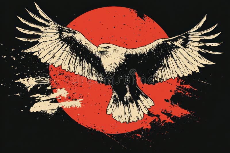 Bold Eagle Illustration Striking Red Background Circle Stock Photos ...