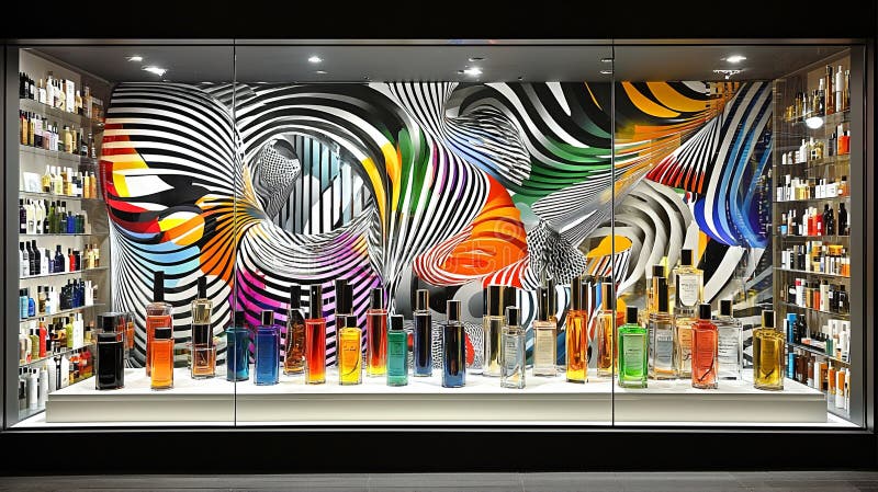 Bold and Edgy Perfume Display Showcases Vibrant Fragrances in an ...
