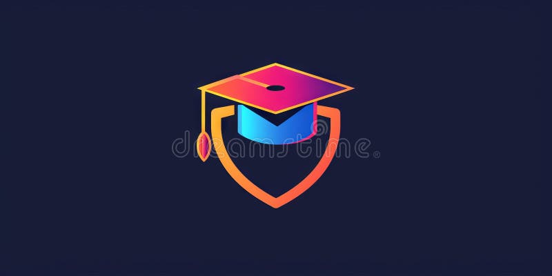 Bold Education Logo with a Graduation Cap and a Shield. Stock ...