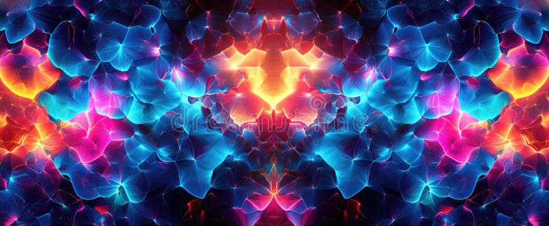 Bold and Electrifying Kaleidoscope Pattern with Neon Angular Shapes in ...