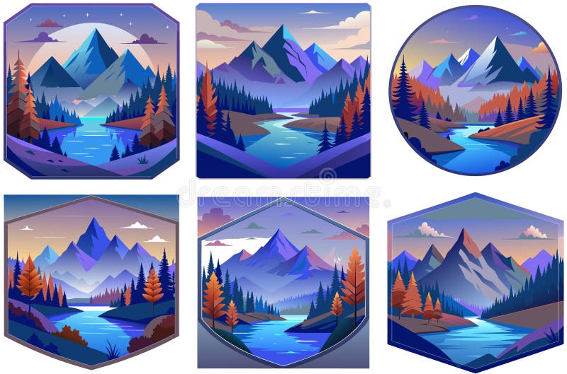 Bold and Elegant Logo Templates Featuring Mountains, Forests, and ...