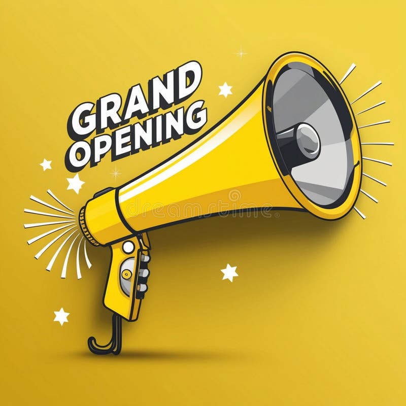 Bold and Energetic Grand Opening Banner with Megaphone Graphic Stock ...