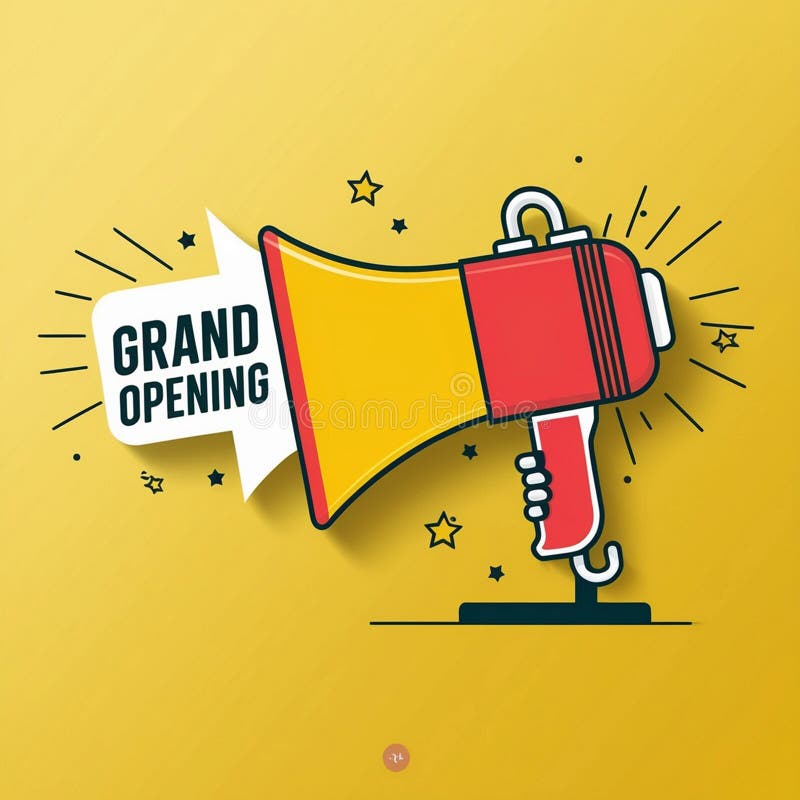 Bold and Energetic Grand Opening Banner with Megaphone Graphic Stock ...