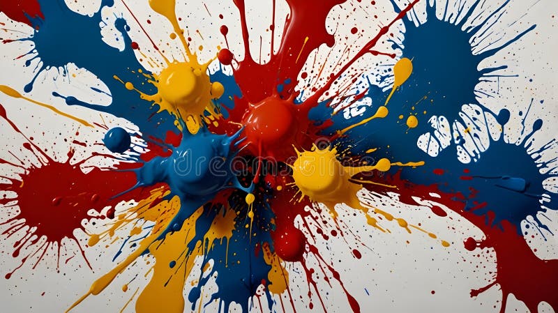 A Bold and Energetic Paint Splatter Design on a White Canvas Stock ...