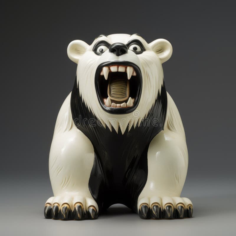 Bold and Exaggerated: Evil Black and White Bear Figurine with Bendy ...