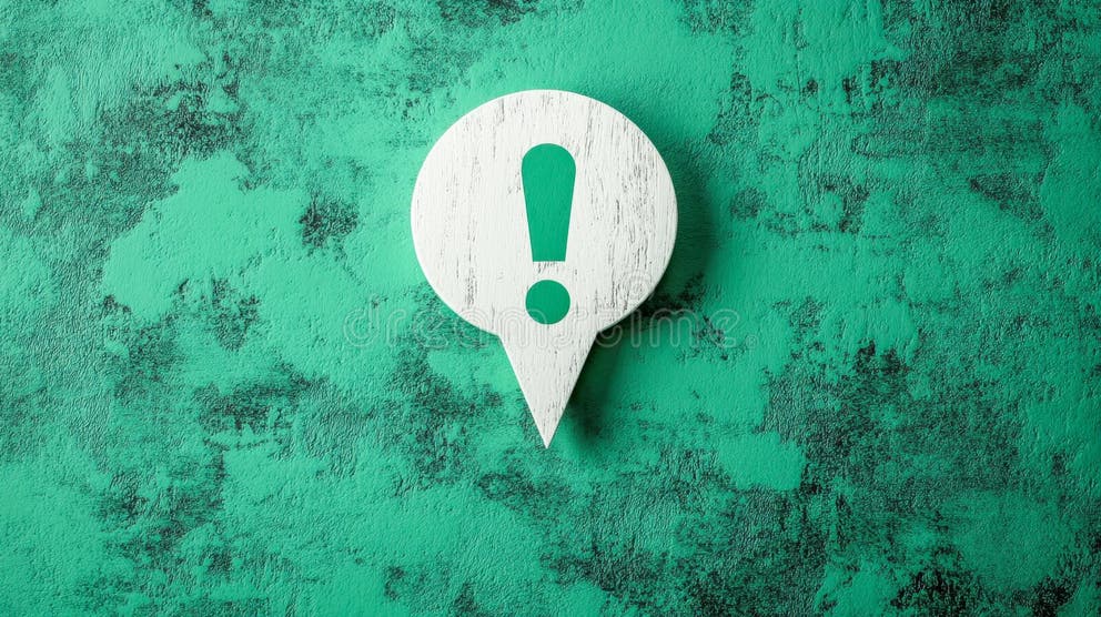 Bold Exclamation Mark in a Speech Bubble on a Vibrant Green Textured ...