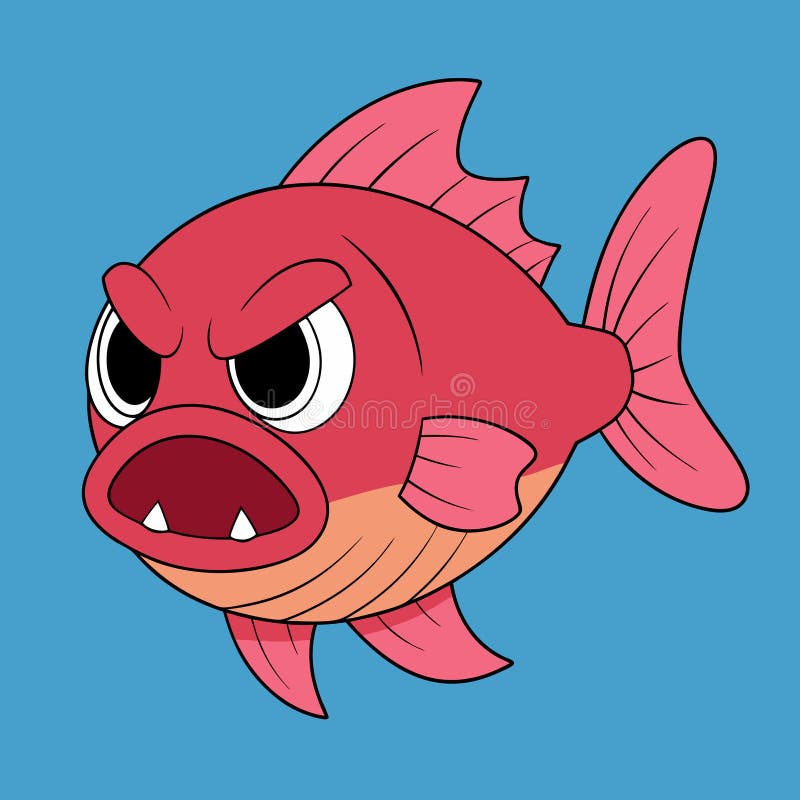 Angry Fish Illustration - Bold and Expressive Digital Art Stock Vector ...