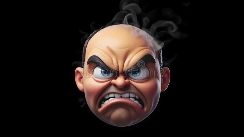 Aggressive Emoji-Style Face of Elder Man Expressive Angry Senior — AI ...