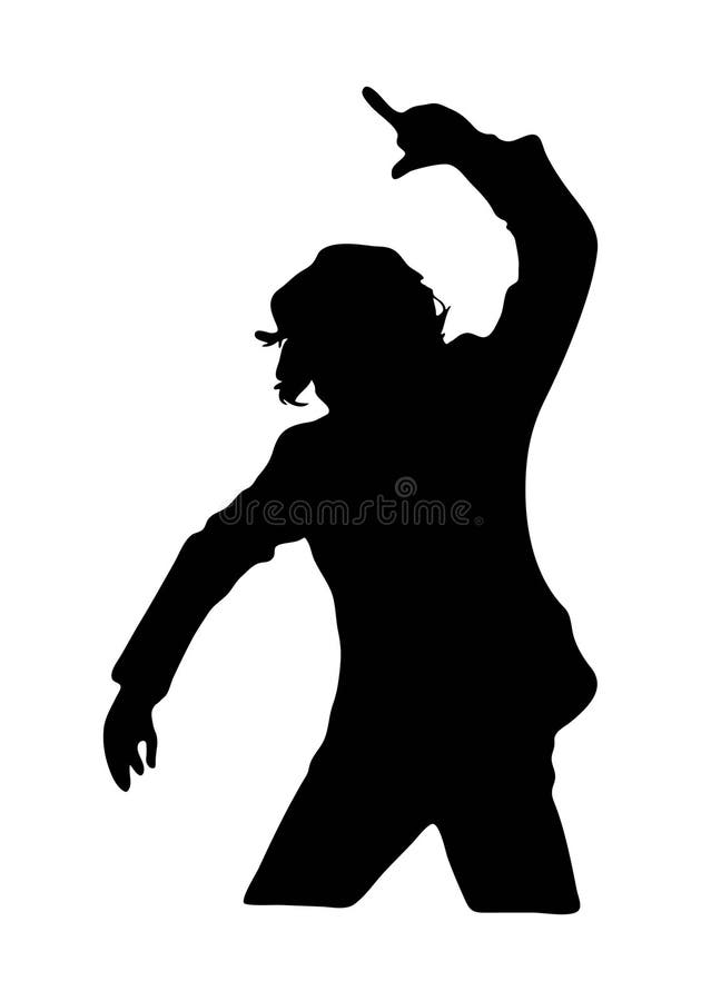 Energetic Dancer Pointing Upward Silhouette Stock Vector - Illustration ...