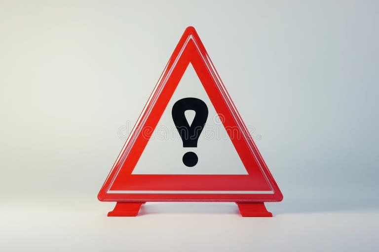 3D Red and White Triangular Warning Sign with Black Exclamation Mark on ...