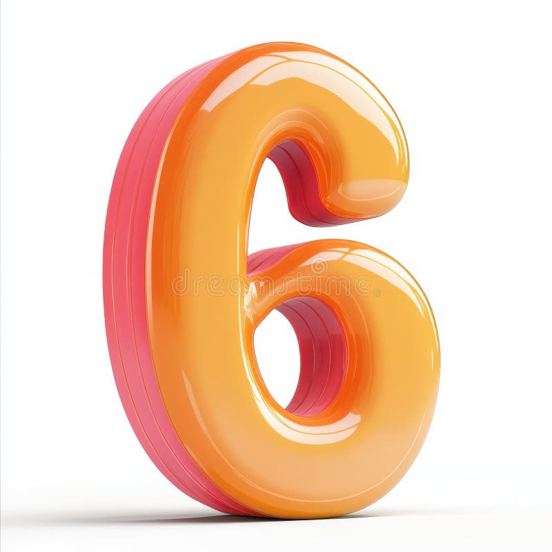 A Bold and Eyecatching Number Six Rendered in Striking Red and Orange ...