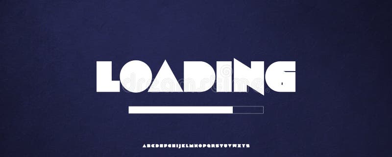 Bold Fat Geometric Loading Typography with Progress Bar on Dark Blue ...