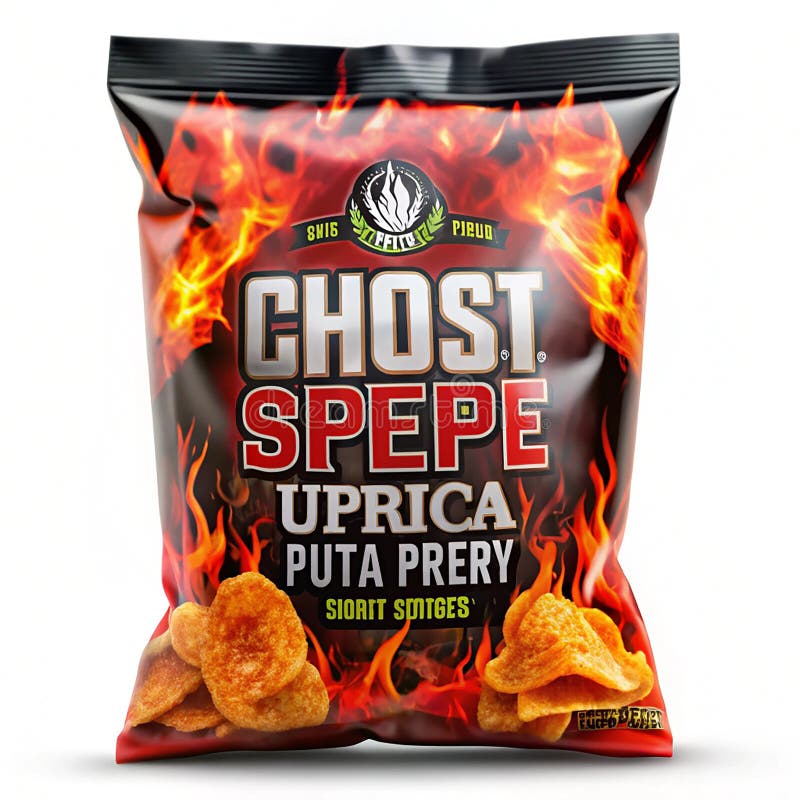 Ultra Spicy Ghost Pepper Chips Packaging with Intense Fiery Visuals ...