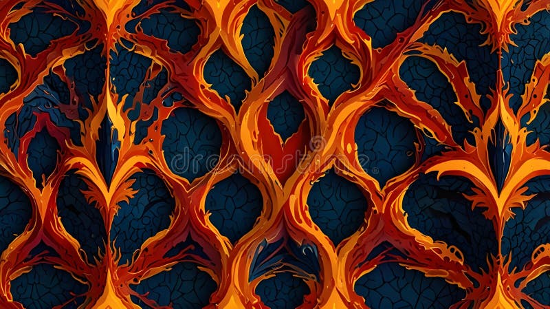 A Bold and Fiery Pattern with Sharp, Contrasting Colors and Glowing ...