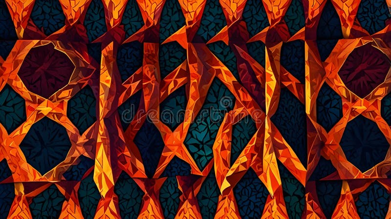 A Bold and Fiery Pattern with Sharp, Contrasting Colors and Glowing ...