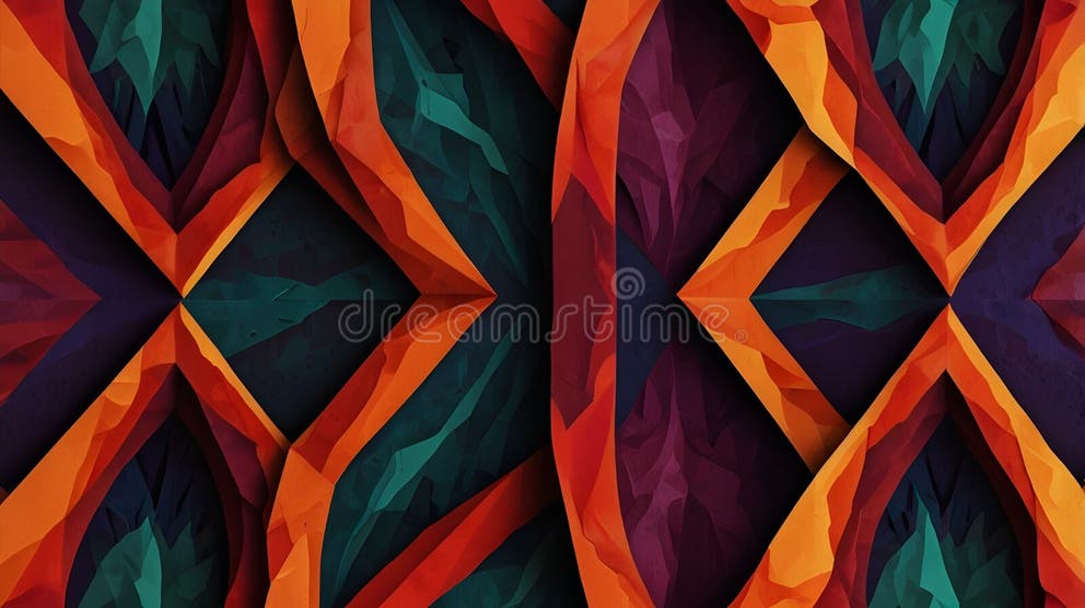 A Bold and Fiery Pattern with Sharp, Contrasting Colors and Glowing ...