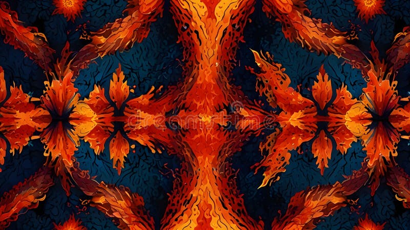 A Bold and Fiery Pattern with Sharp, Contrasting Colors and Glowing ...