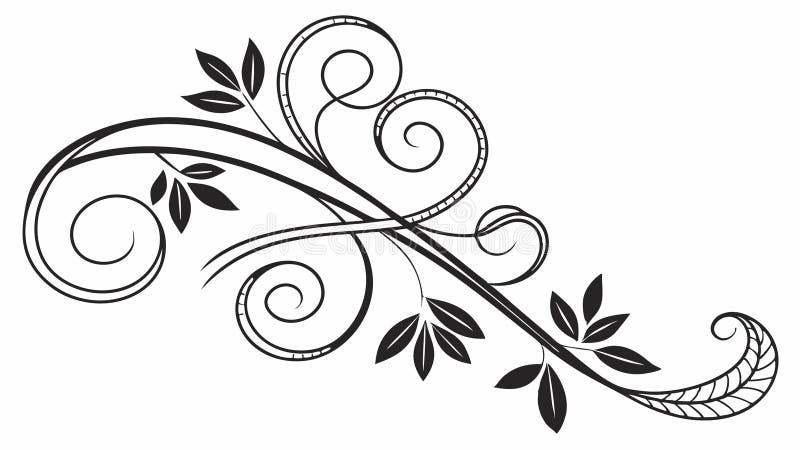 Bold Floral Swirl with Lush Foliage, Dynamic Decorative Element, Vector ...