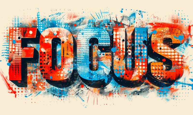 Bold FOCUS Text with a Dynamic Halftone Dot Pattern Effect, Creating a ...