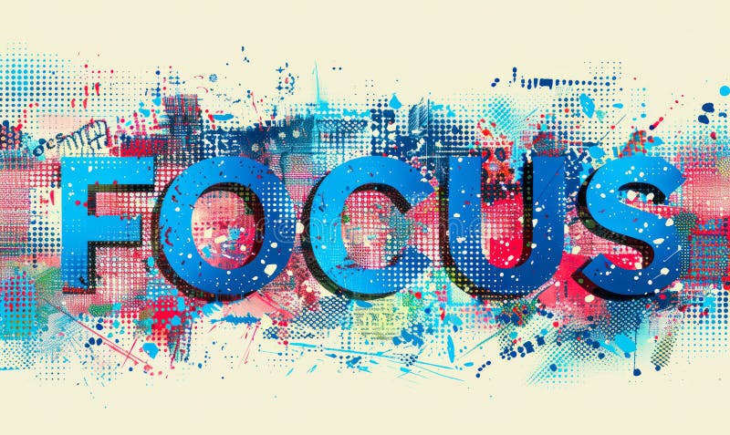 Bold FOCUS Text with a Dynamic Halftone Dot Pattern Effect, Creating a ...